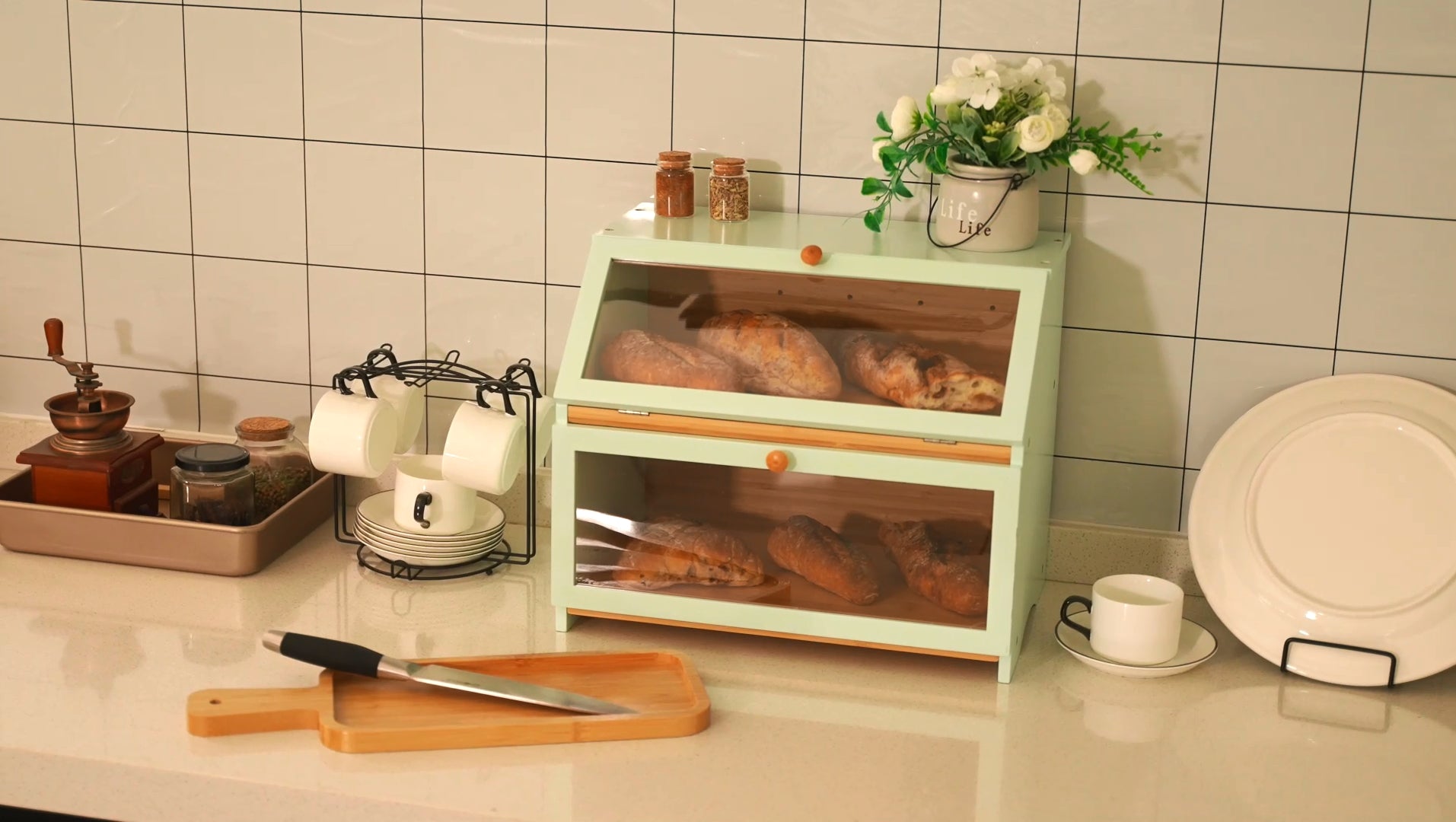Maximize Your Kitchen Space with the Double-Layer Large Bread Box: Sty ...